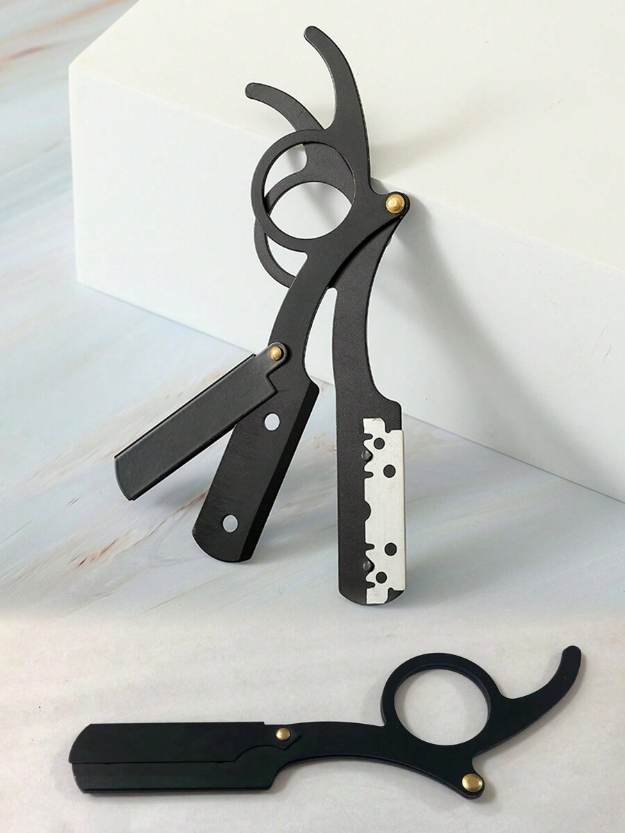 1pc Stainless Steel Men's Manual Thumb Shaving Razor With Razor Stand ...