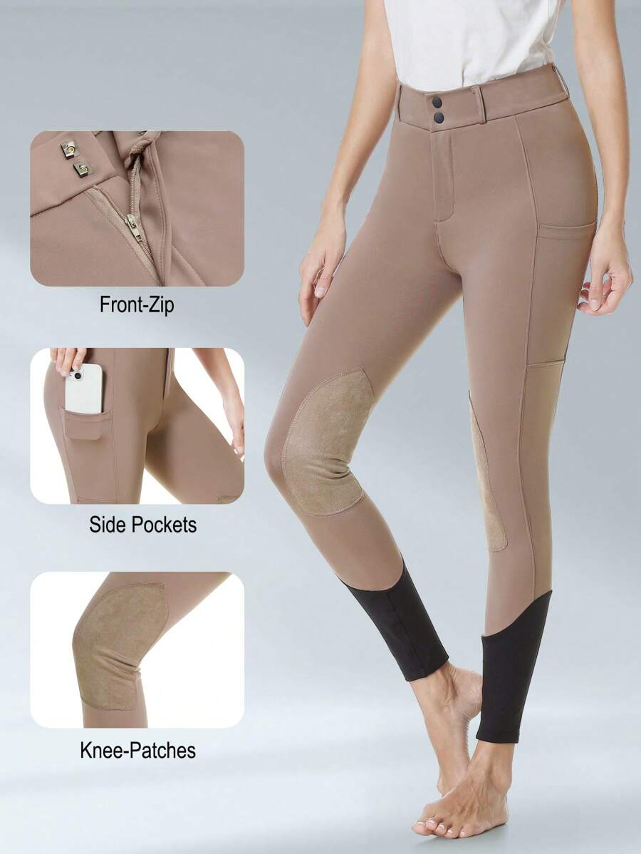 BEROY Women's Horse Riding Pants Knee-Patch Equestrian Breeches Front ...