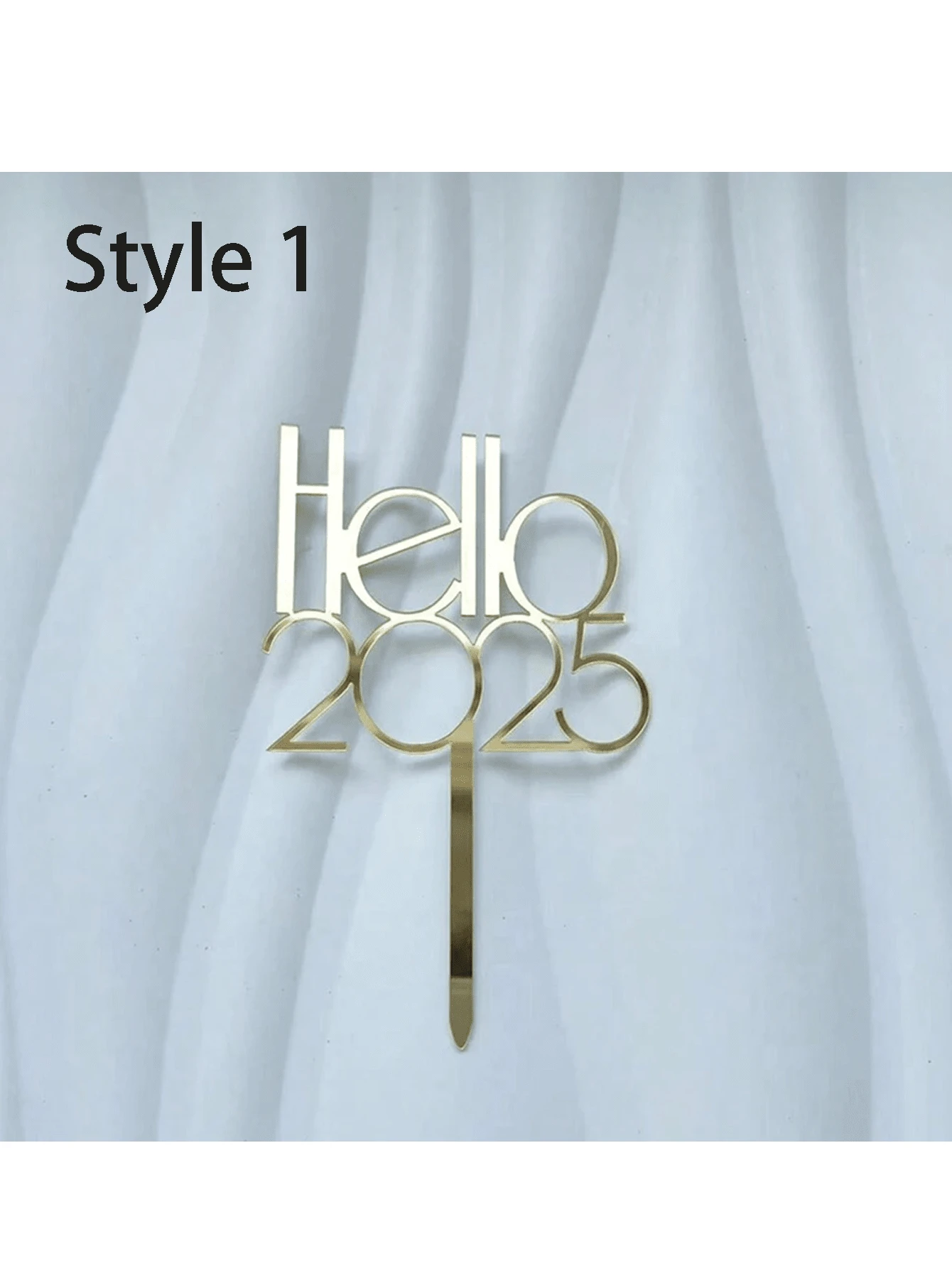3pcs Acrylic 2025 New Year Cake Toppers, Hello 2025 Gold Acrylic Cake ...