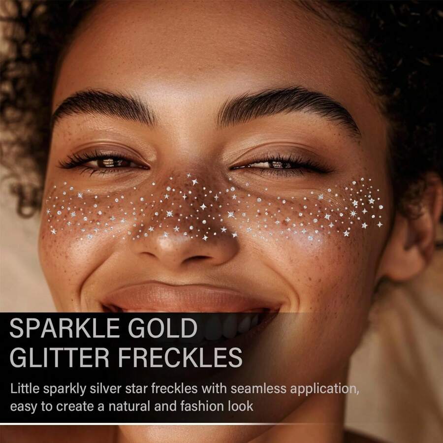 6/3pcs Star Shaped Sparkling Freckles Facial Tattoos, Sparkling ...