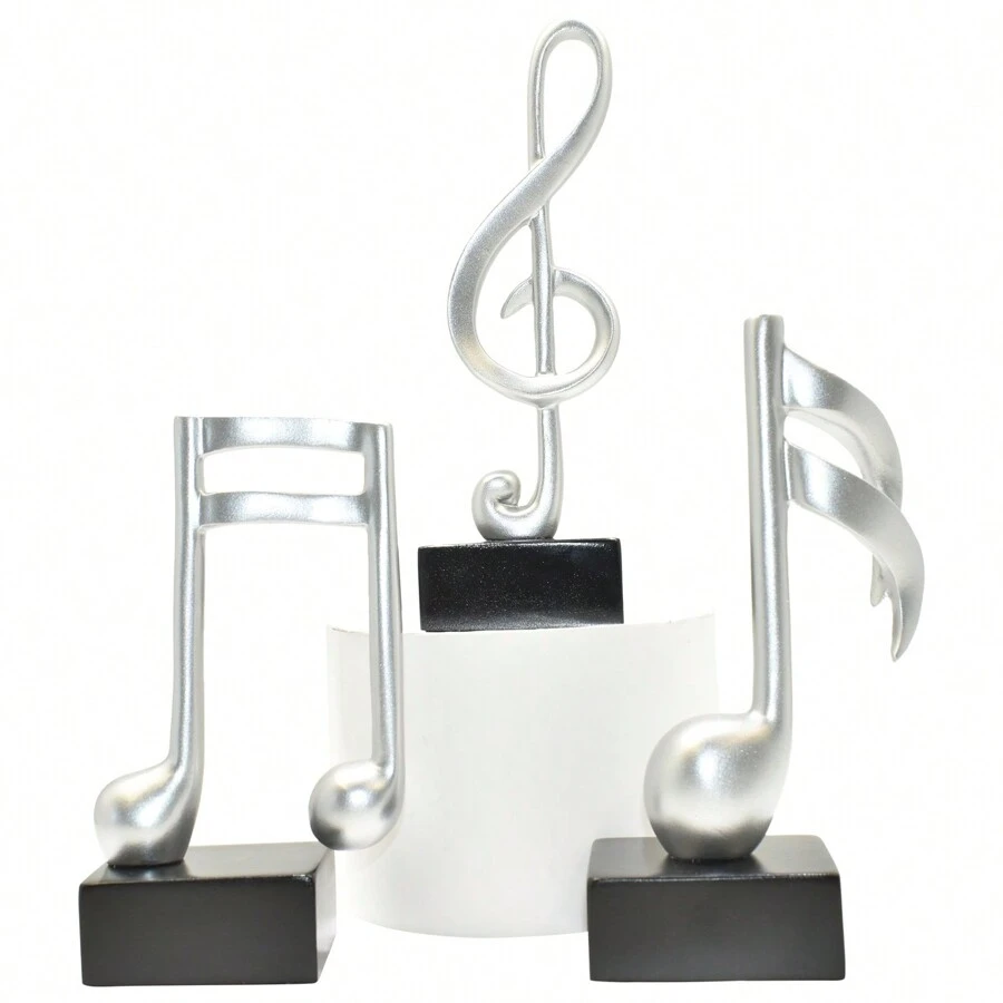 Adam And Friends 3-Piece Musical Notes Sculpture Resin Treble Clef ...