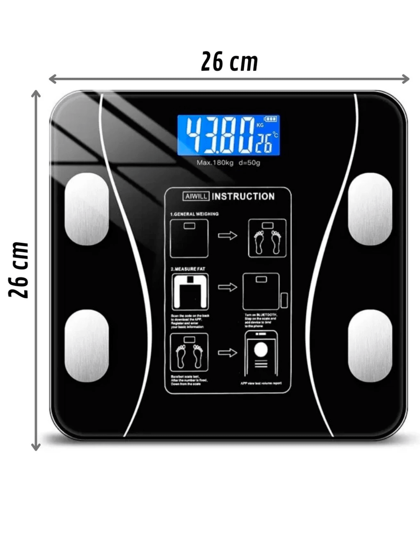 Digital Bioimpedance Scale Professional Body Bluetooth BMI Fat Muscle ...