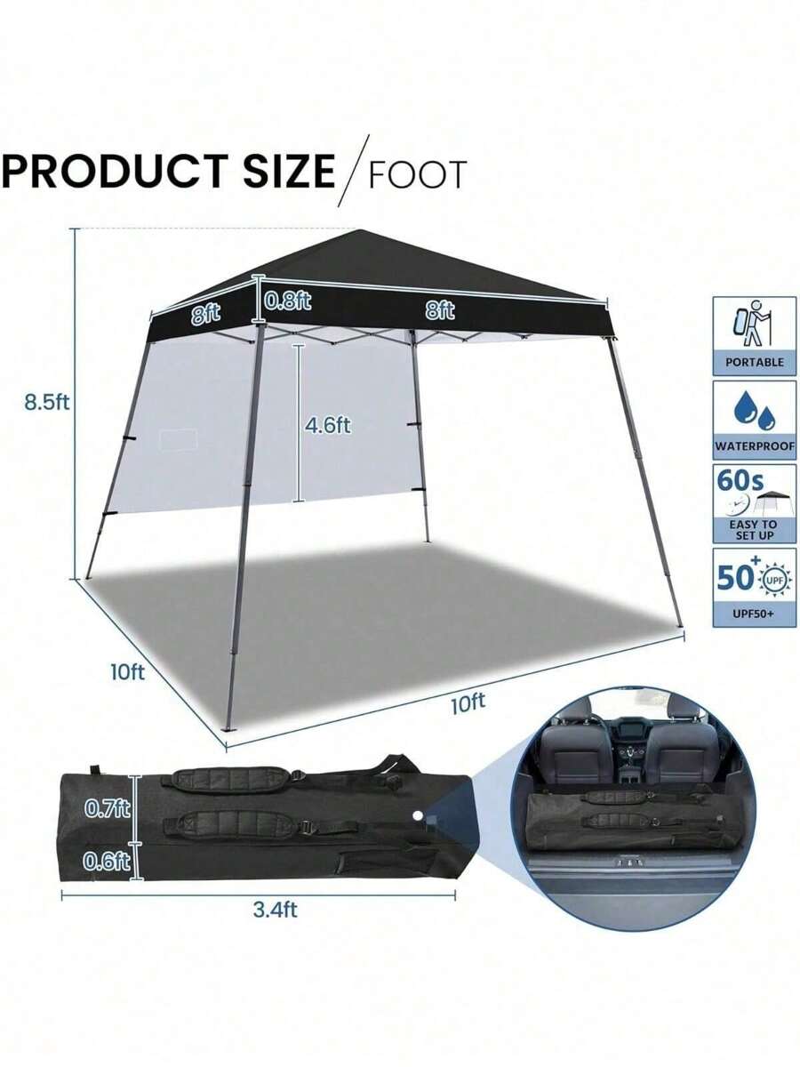 Pop Up Canopy Tent With Backpack, 10x10 Base Portable Easy One Person ...