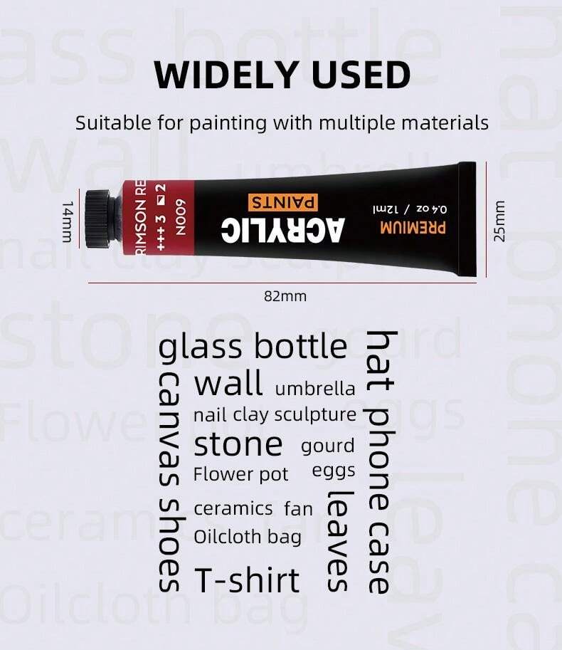 12/24-Color Premium Acrylic Paint Set, 0.41oz Tubes, Artist Grade ...