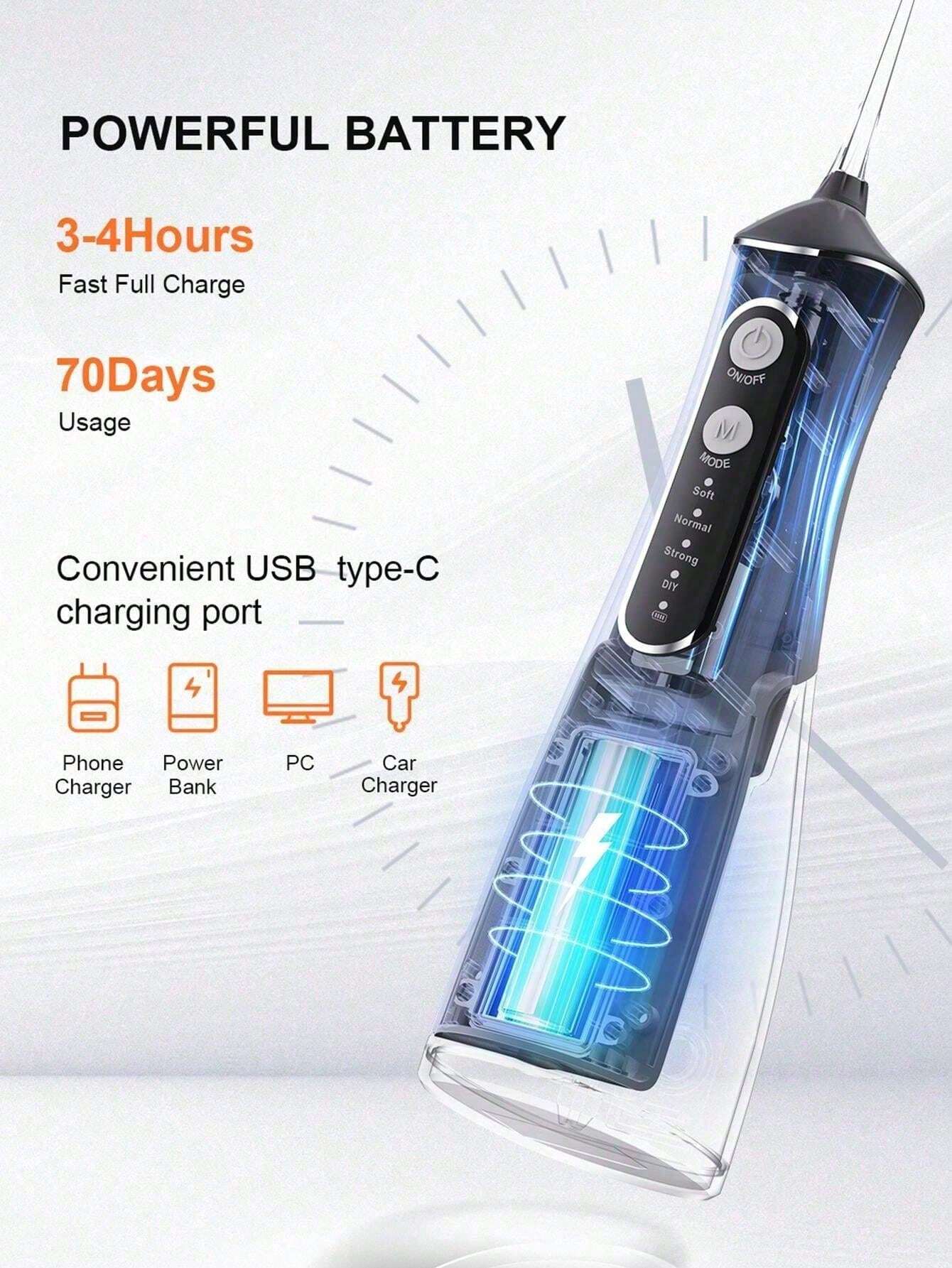 Cordless Water Flosser Oral Irrigator Dental Floss, Electric High Pulse ...