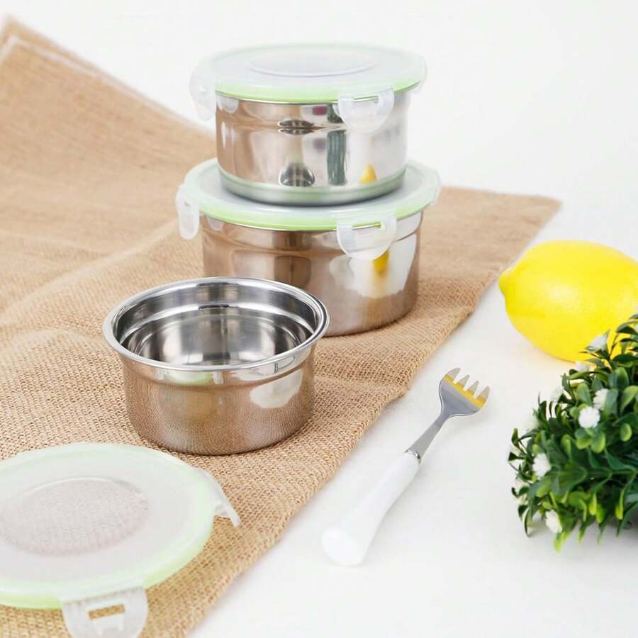 Stainless Steel Food Storage Containers - Set Of 3 Reusable Silicone ...