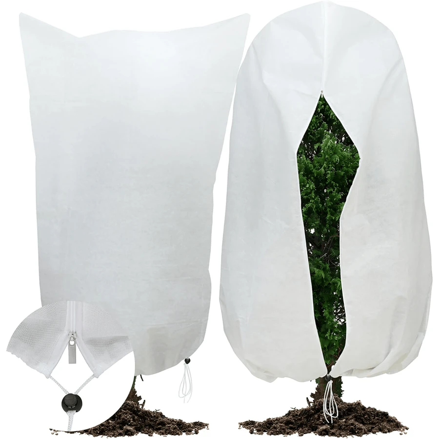 Large Plastic Plant Covers, Freeze Protection Tree Bags With Zipper And ...