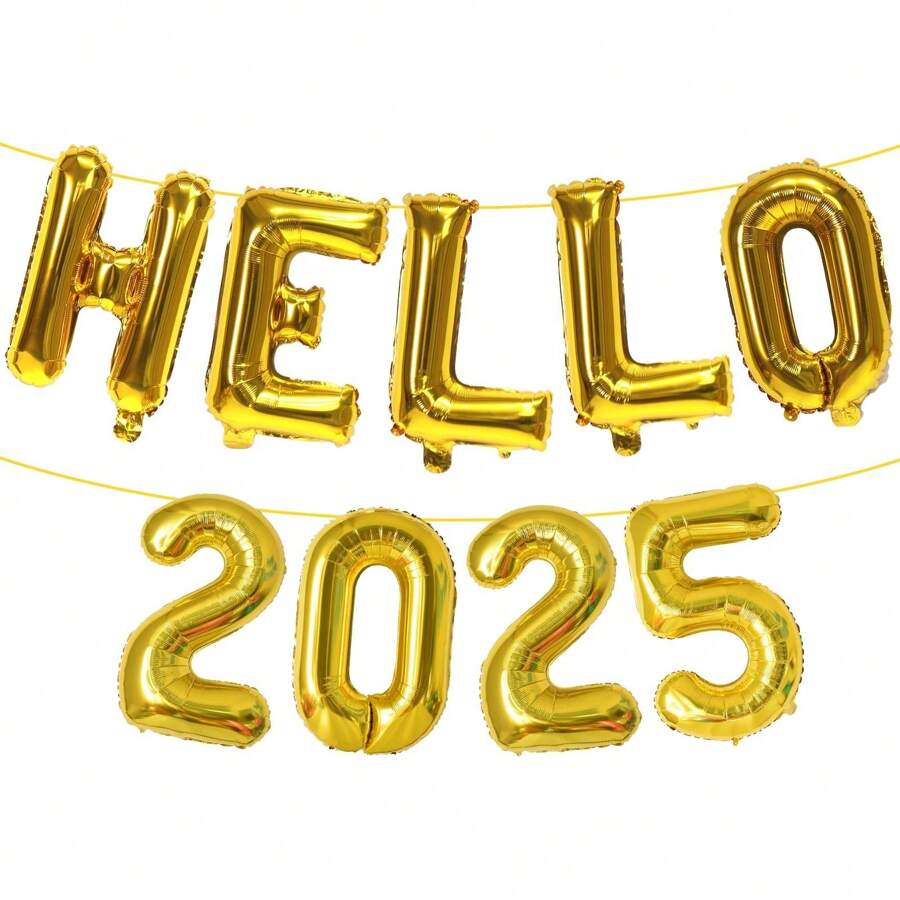 16 Inch Giant Gold Hello 32inch 2025 Number Balloon, 2025 New Years ...