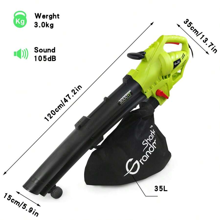 GRANDMA SHARK GRANDMA SHARK 3000W 3 In 1 Leaf Blower, Garden Leaves ...