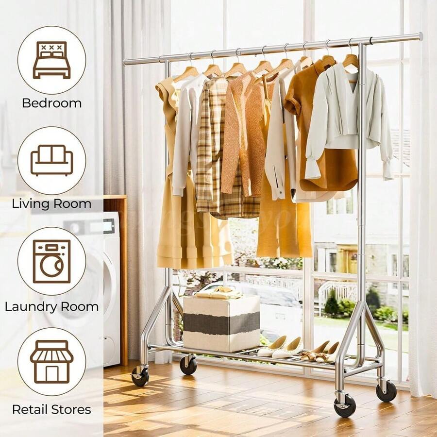 Heavy Duty Garment Rack Rolling Clothes Rack Collapsible Clothing Rack ...
