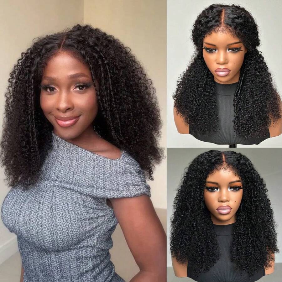 Peluca con línea de cabello híbrida y rizada de 13x4 con encaje sin ...