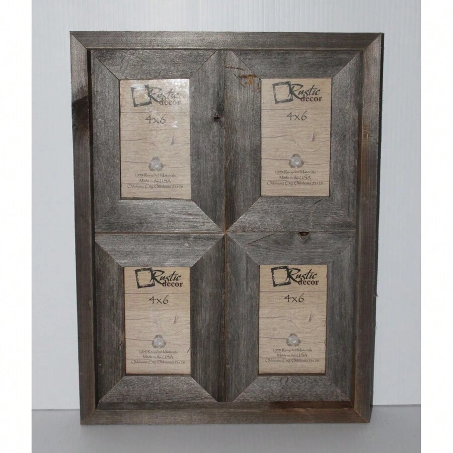 Rustic Decor Llc Rustic Reclaimed Barn Wood 4x6 Window Frame - Holds 4 ...