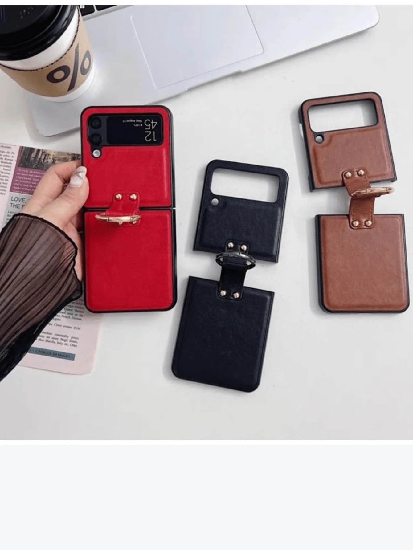 Luxury Leather Case Cover For Z FLIP 4 Z FLIP 5 ZFLIP 6 Z FOLD4 Z FOLD5 ...