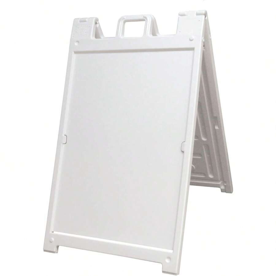 White Plasticade Signicade Deluxe A Frame Sidewalk Curb Sign Portable Folding Double Sided ...