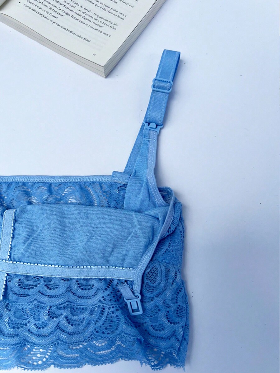 Kit 3 Cropped Nursing Bra Luxury Lace Top Reinforced Straps With Easy ...