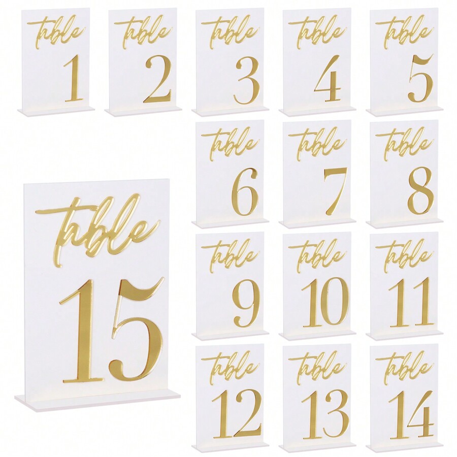 15pcs Rectangle Clear Acrylic Blank Wedding Table Numbers And Bases Set ...