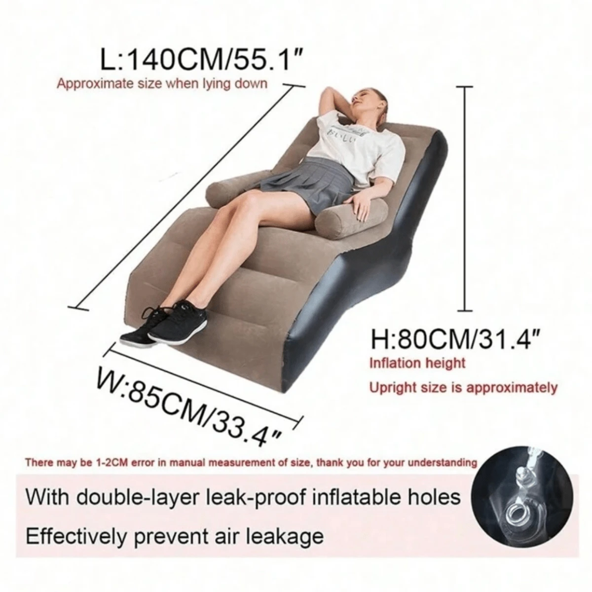D&L Inflatable Air Sofa Lounger, Portable Inflatable Air Bed Sofa Lazy ...
