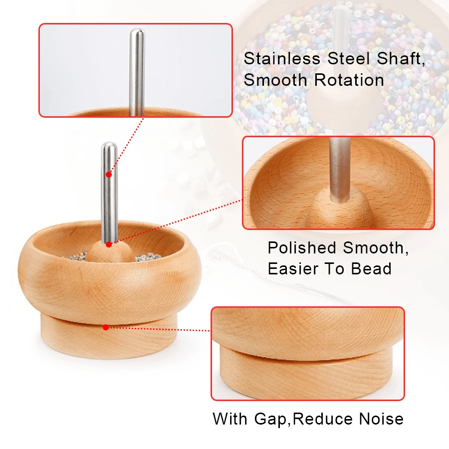 High-Speed Rotating Wooden Bead Spinner Tool Kit, Handmade Beading Tool ...