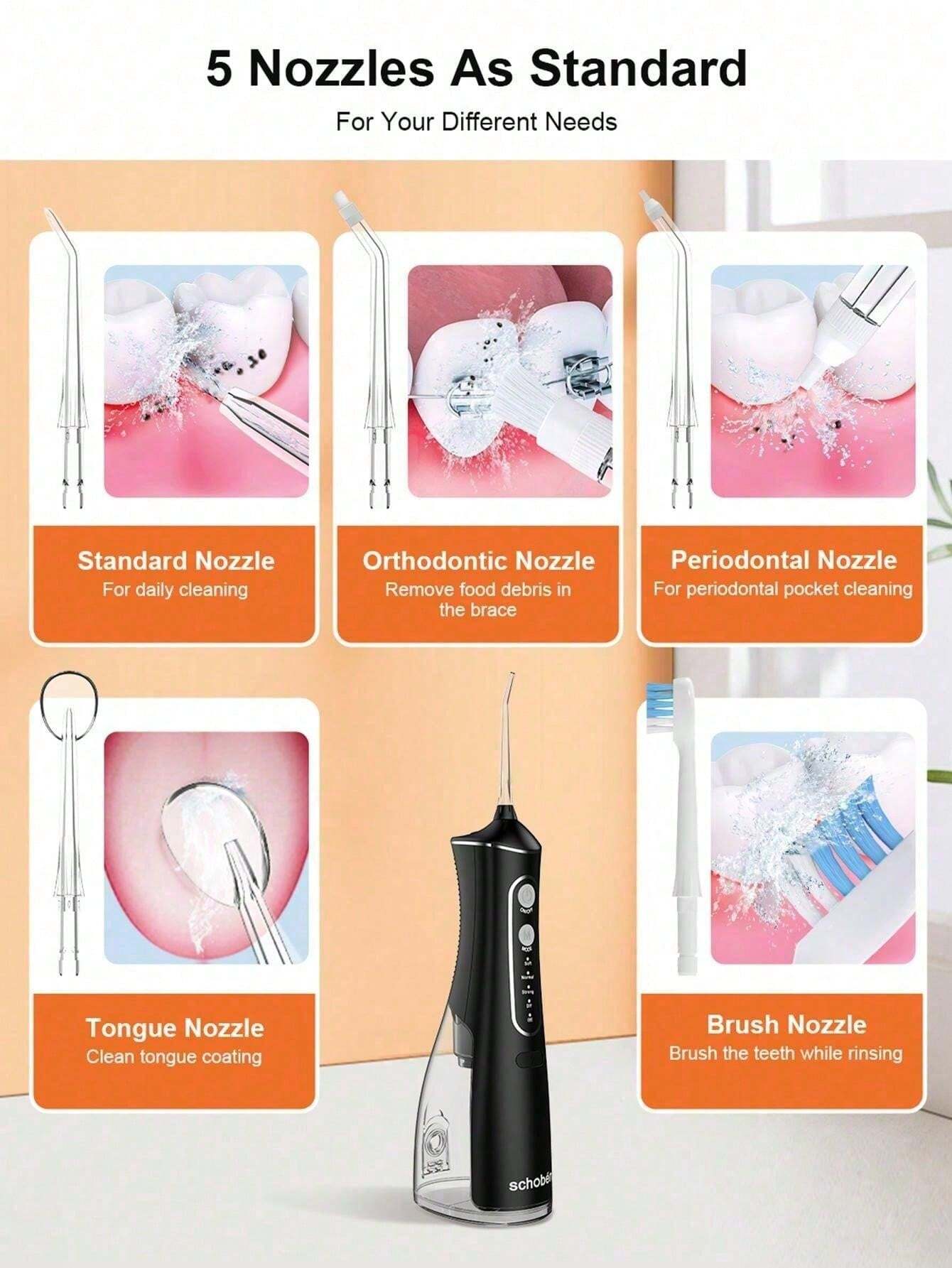 Cordless Water Flosser Oral Irrigator Dental Floss, Electric High Pulse ...