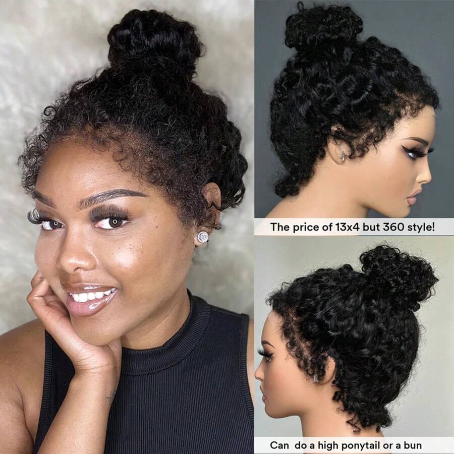 Versatile Front & Back Curly Edges 13x4 Lace Frontal Curly Human Hair ...