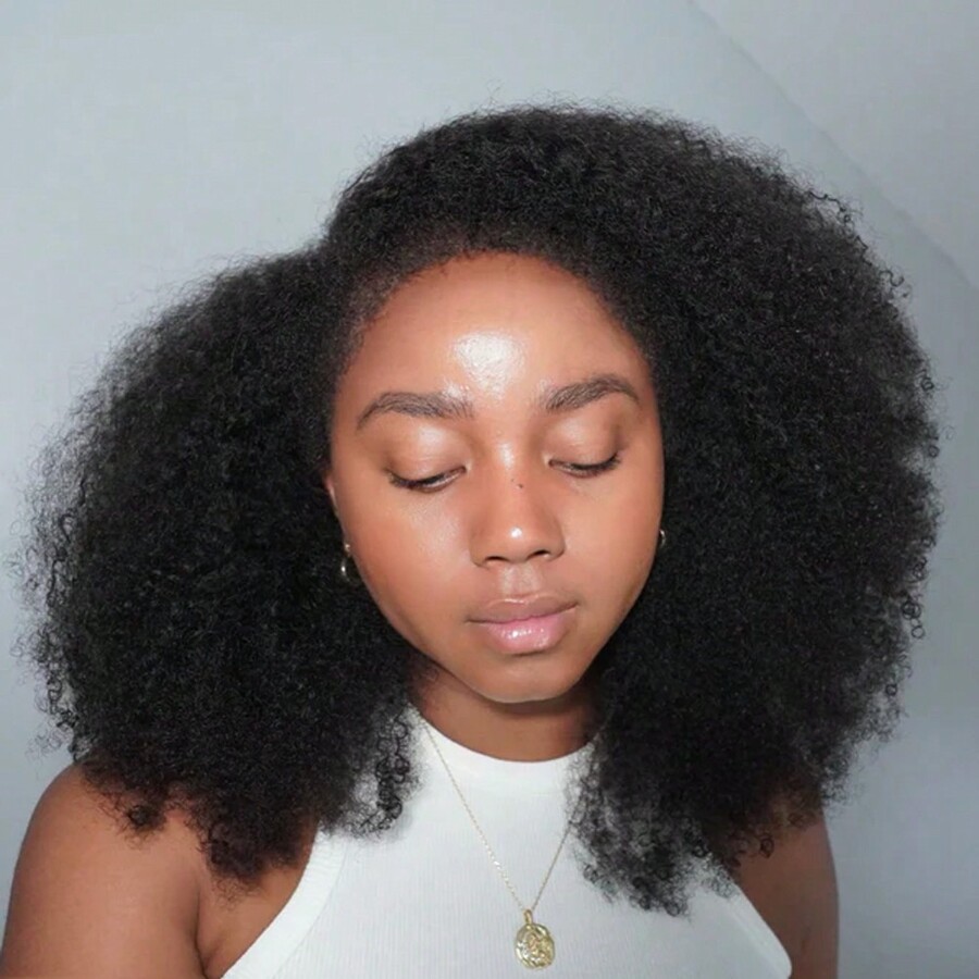 180% Density Afro Kinky Curly Wigs With Kinky Edges Transparent Lace ...