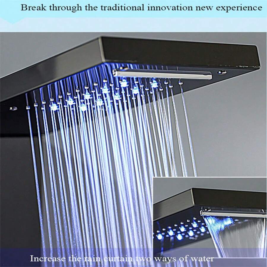 SUS304 LED Light Shower Panel Faucet Wall Mounted SPA Massage System ...