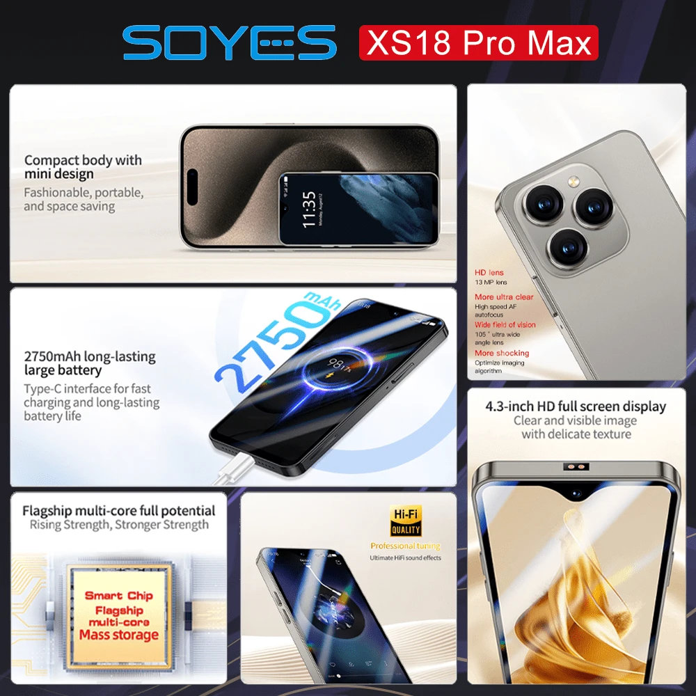 World Premiere SOYES XS18 Pro Max Mini Smartphone 4.3" Global 4G With ...