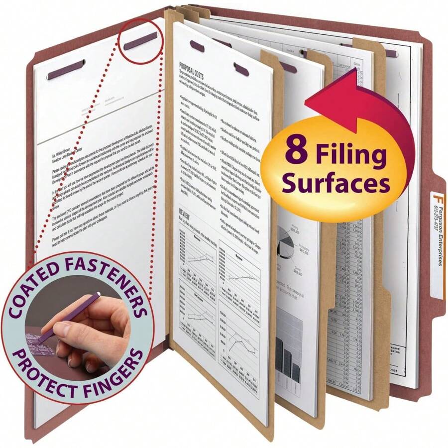 Pressboard Classification File Folder With SafeSHIELD Fasteners, 3 ...