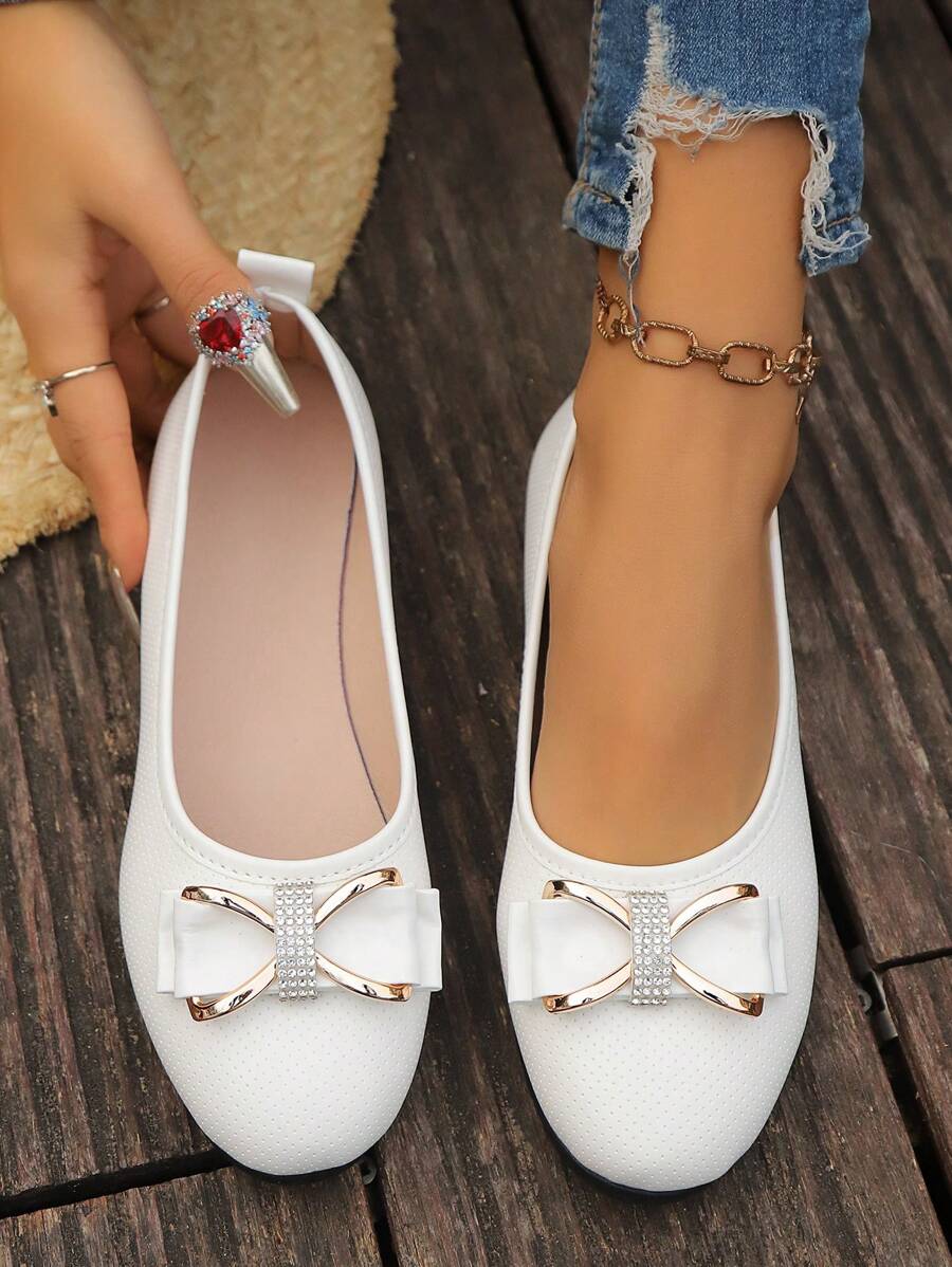 Casual Black Mary Jane Flat Shoes With Button Decor, Women's Round Toe ...