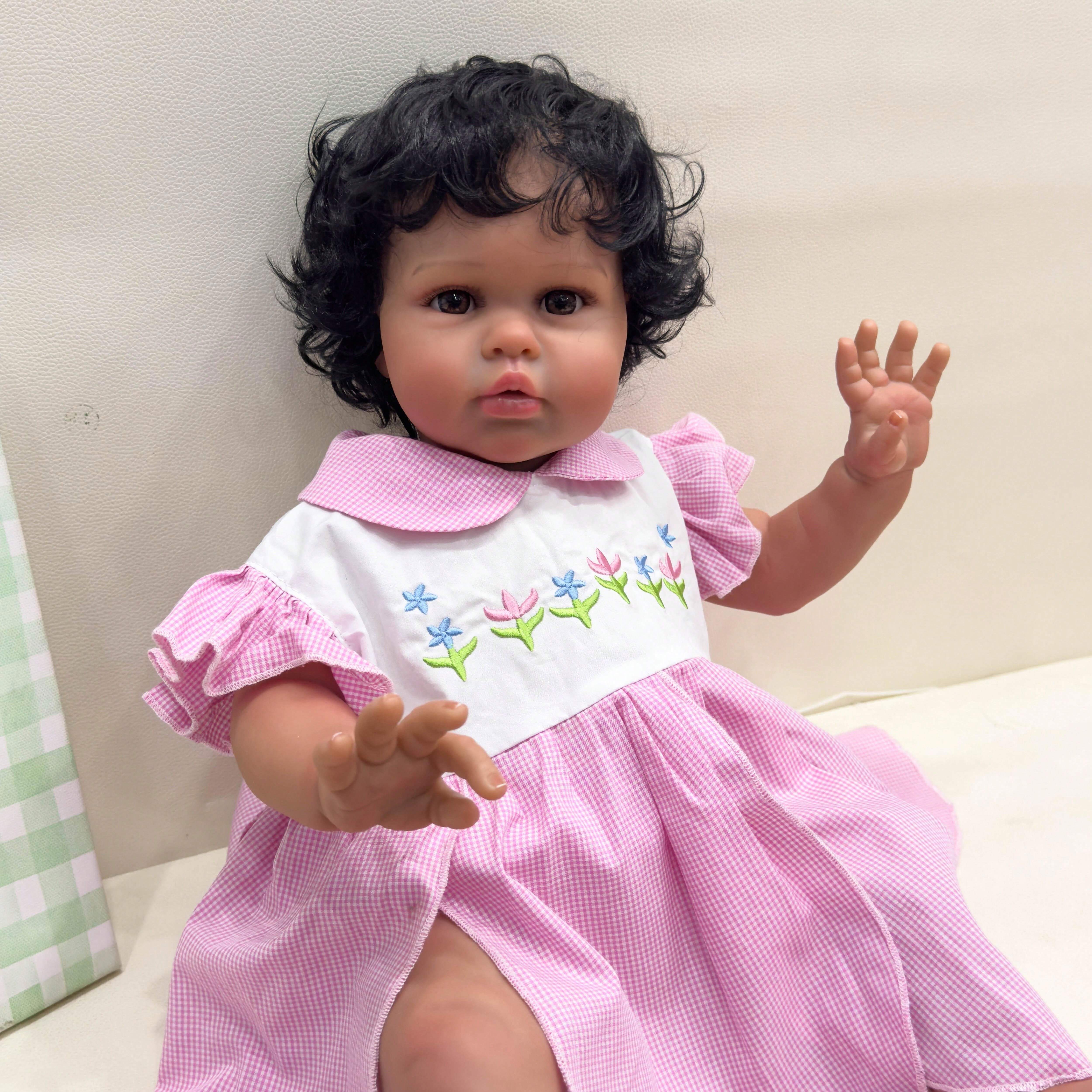 NPK 24Inch Dark Brown Skin Ellie Reborn Baby Toddler Newborn Doll ...