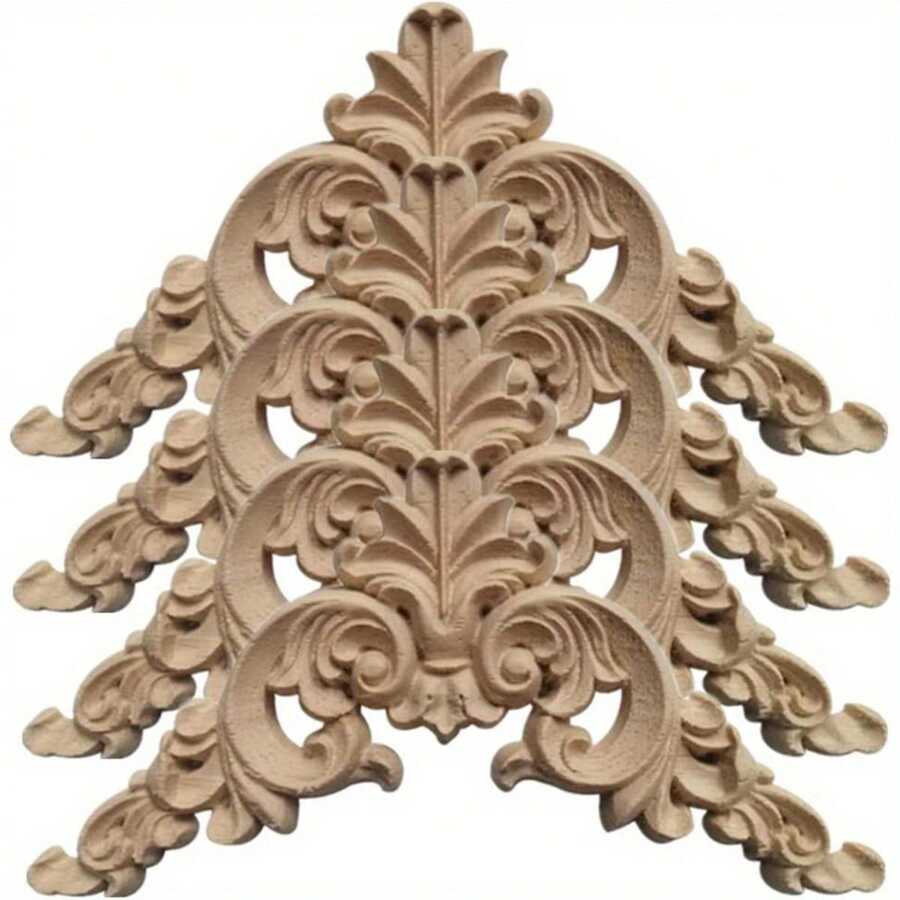 4 Packs Decorative Oak Wood Carved Corner Onlay Appliques – No ...