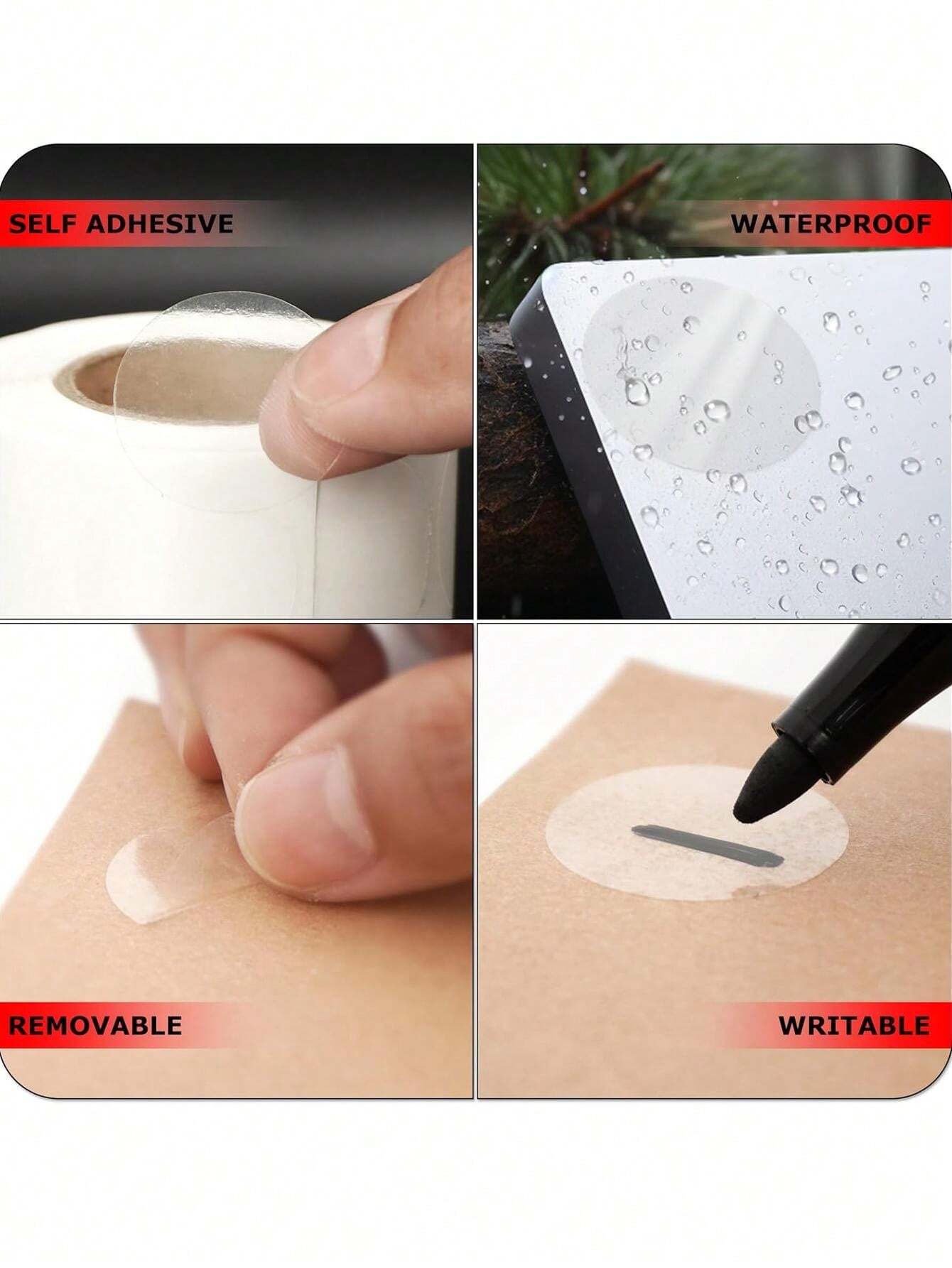 500pcs/Roll Transparent Stickers, Round Sealing Stickers, Adhesive ...