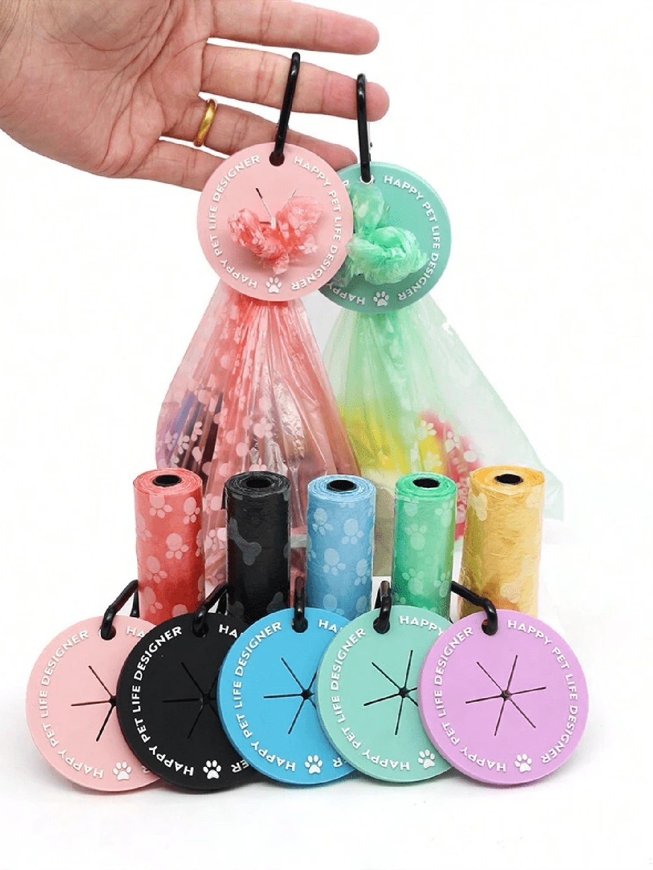 2pcs Dog Poop Bag Holder, Waste Bag Holder With Carabiner Clip, Hands ...