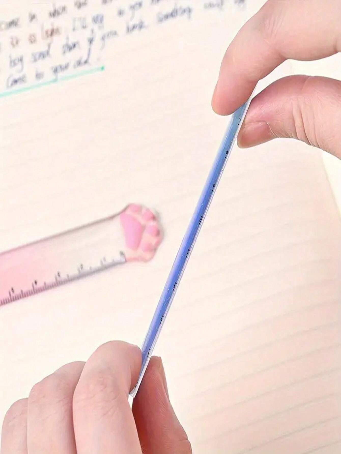 3-Piece Cat Paw Ruler, 5.91-Inch Transparent Drawing Ruler, Gradient ...