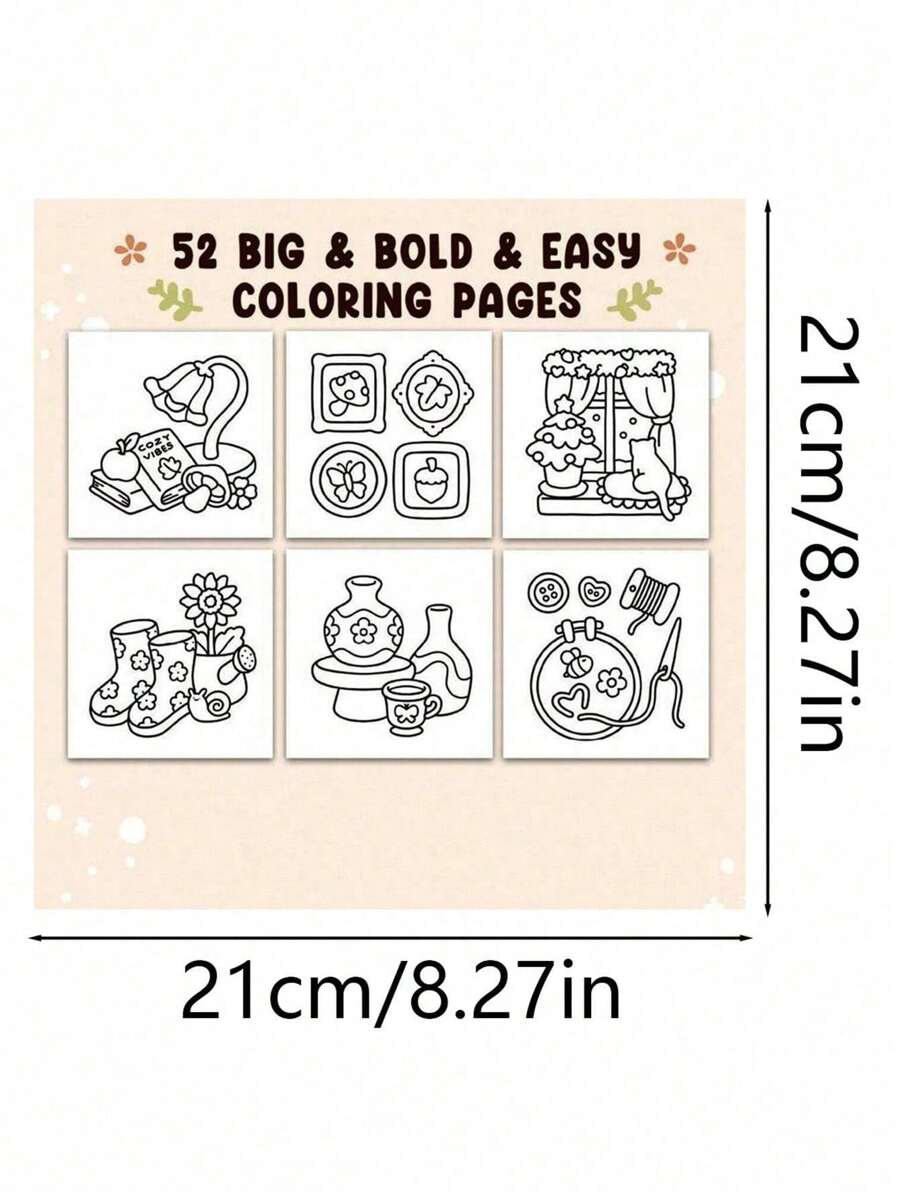 Cozy & Cute: Coloring Book For Adults And Teens, Bold And Easy Designs ...