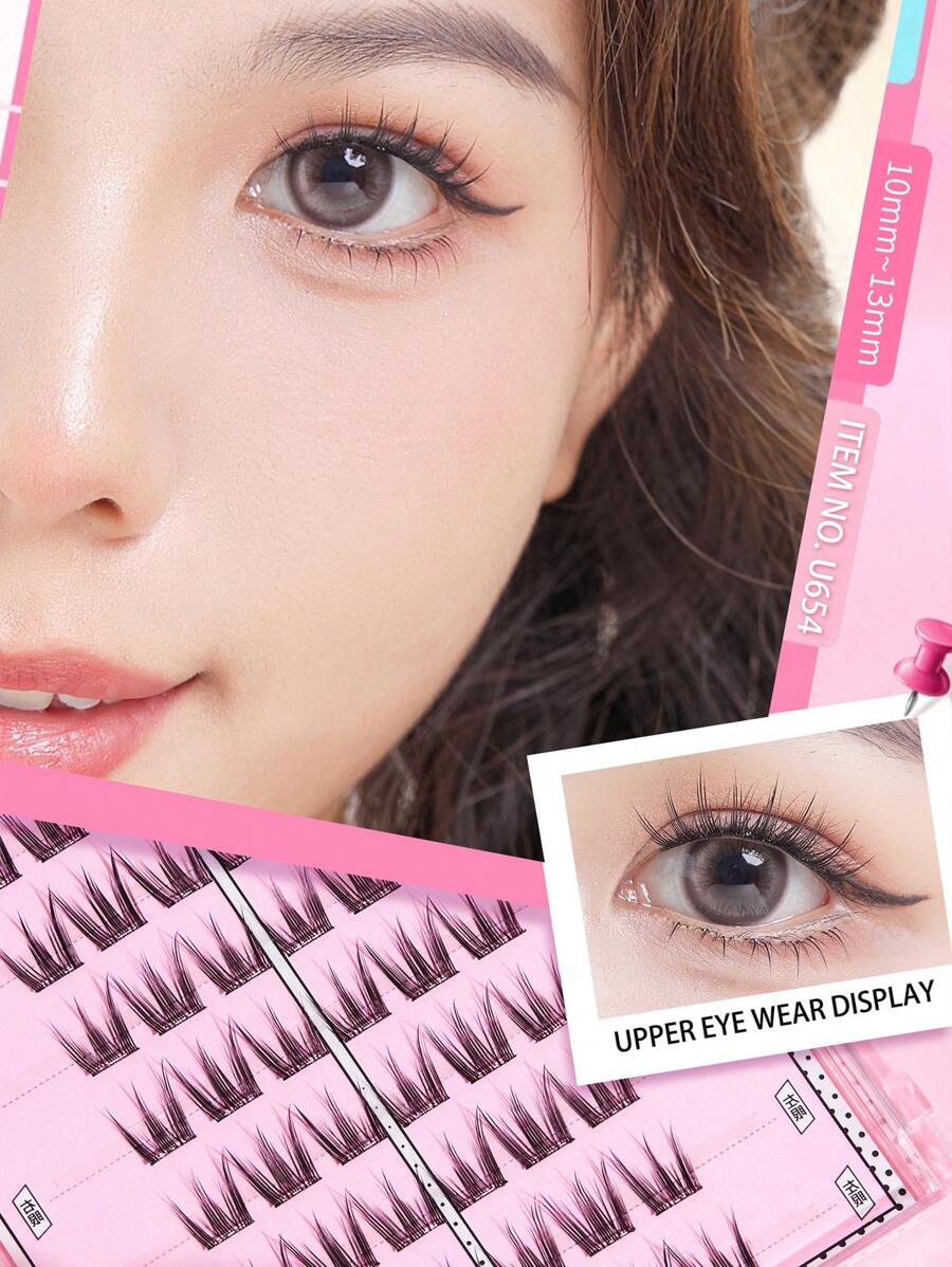 60 Clusters, C Curl, Thick And Curled Segmented Grafting Eyelashes ...