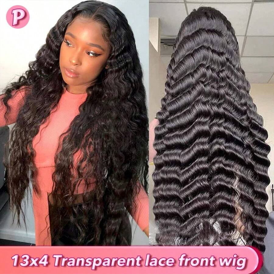 34 Inch Long Lace Front Wigs Human Hair 200% Density 13x4 Loose Wave ...