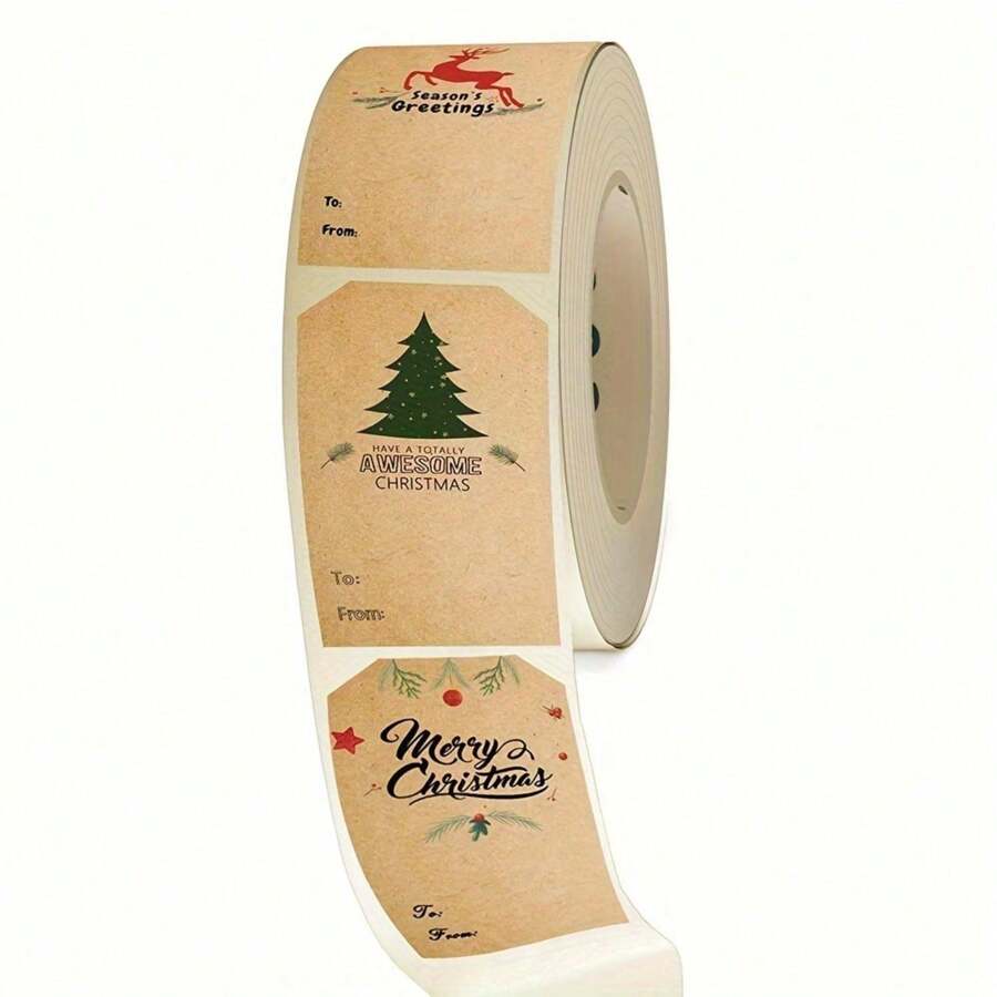 80-300 Pcs Stickers/Roll - Vintage Christmas Stickers Gift Wrap Label ...