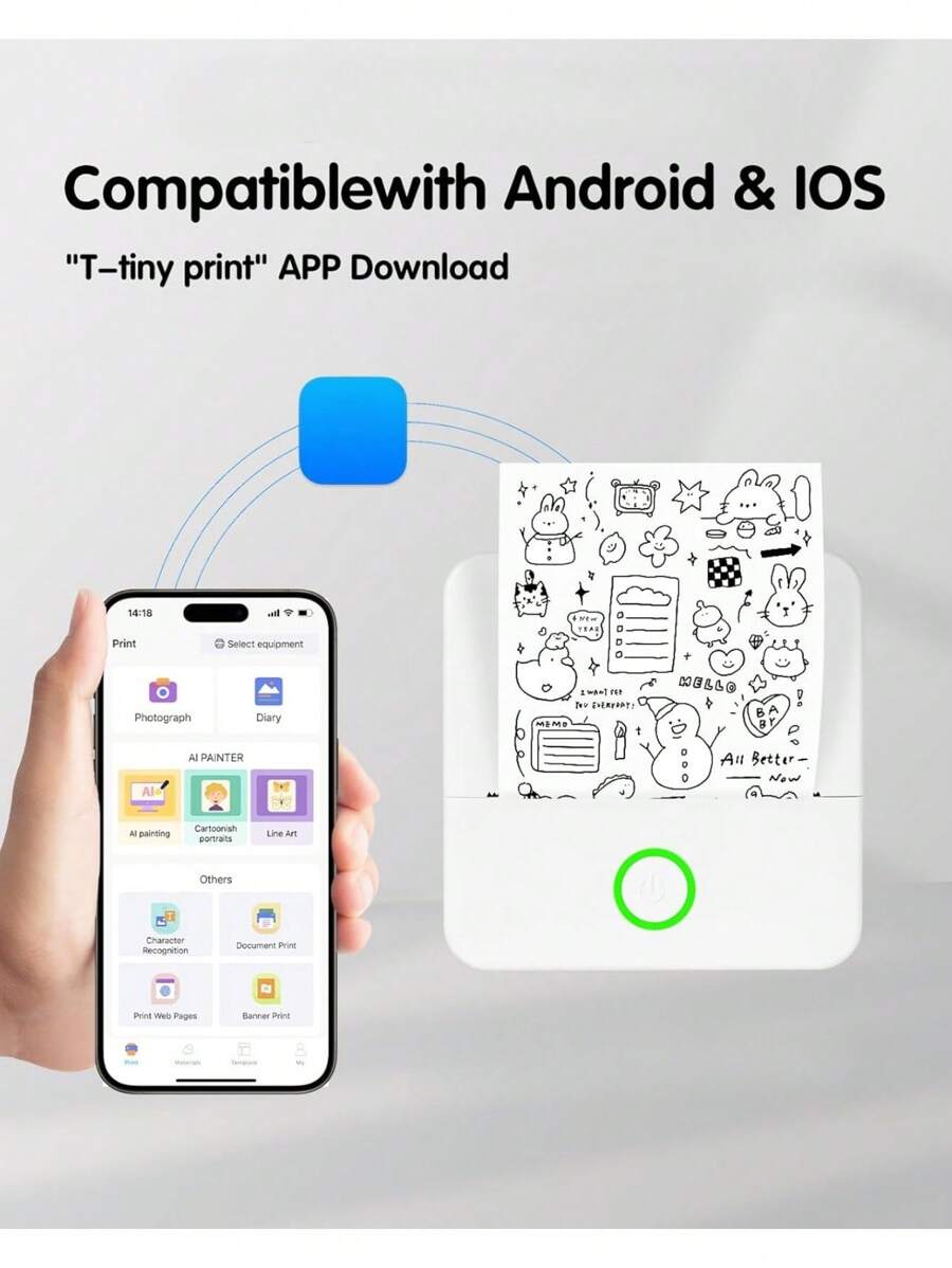 8 Rolls Mini Sticker Printer Portable Label Photo Maker Pocket Machine ...