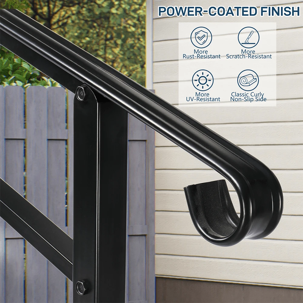 Handrails For Outdoor Steps, Wrought Iron Handrail Fits 1 To 4 Steps ...