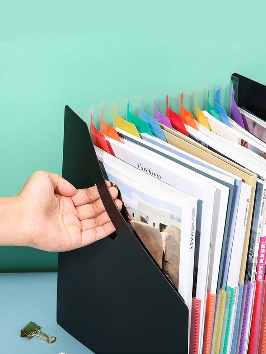 1pc Diagonal Vertical Folder, A4 Large Capacity Paper Storage And ...