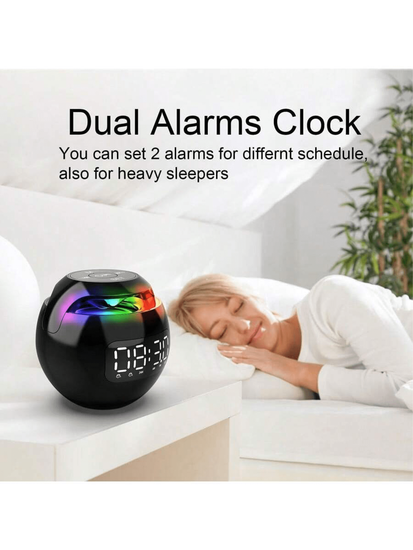 SENBOWE Subwoofer Portátil Sem Fio com Relógio Despertador, Com Indução ...