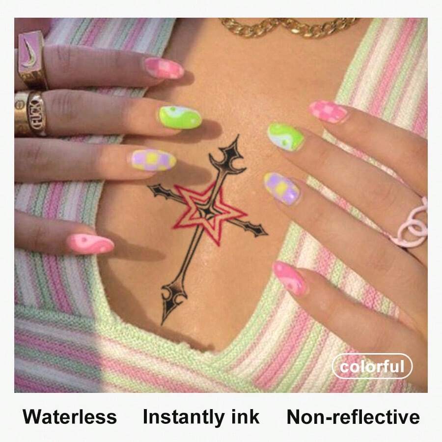 2pcs/Set New Wing Star Desire Waterless Temporary Color Tattoo Stickers ...