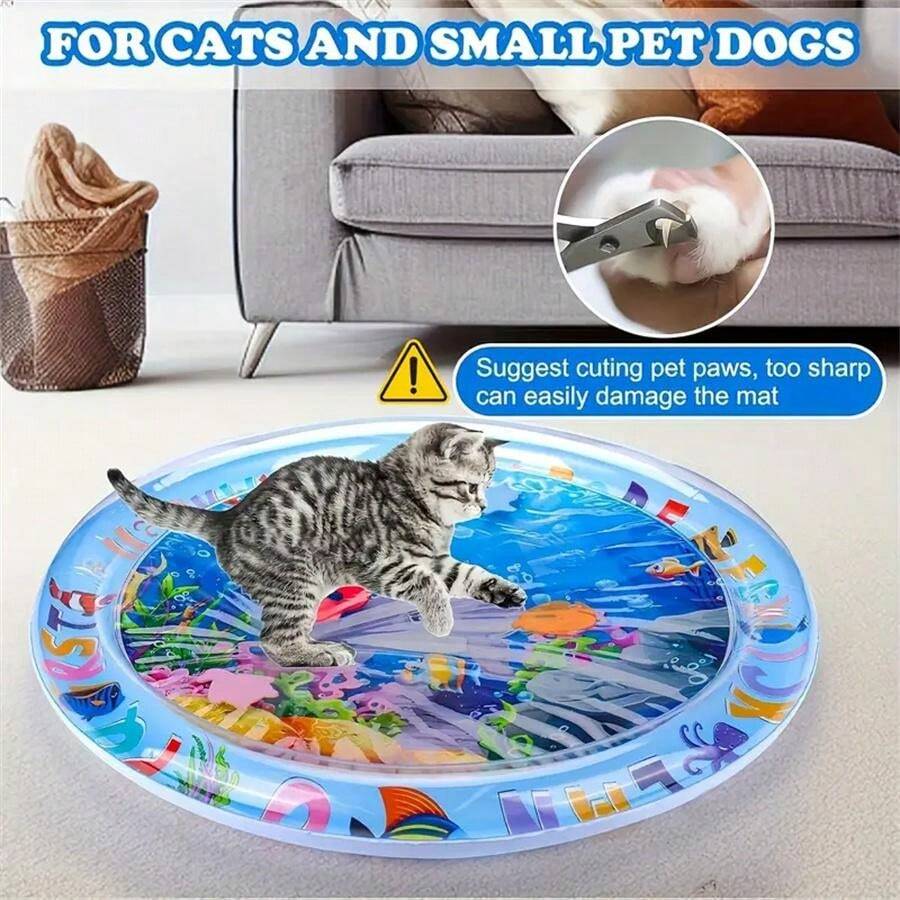 Aqua Thick Interactive Cat Play Mat - Indoor PVC Splash Mat With Kick ...