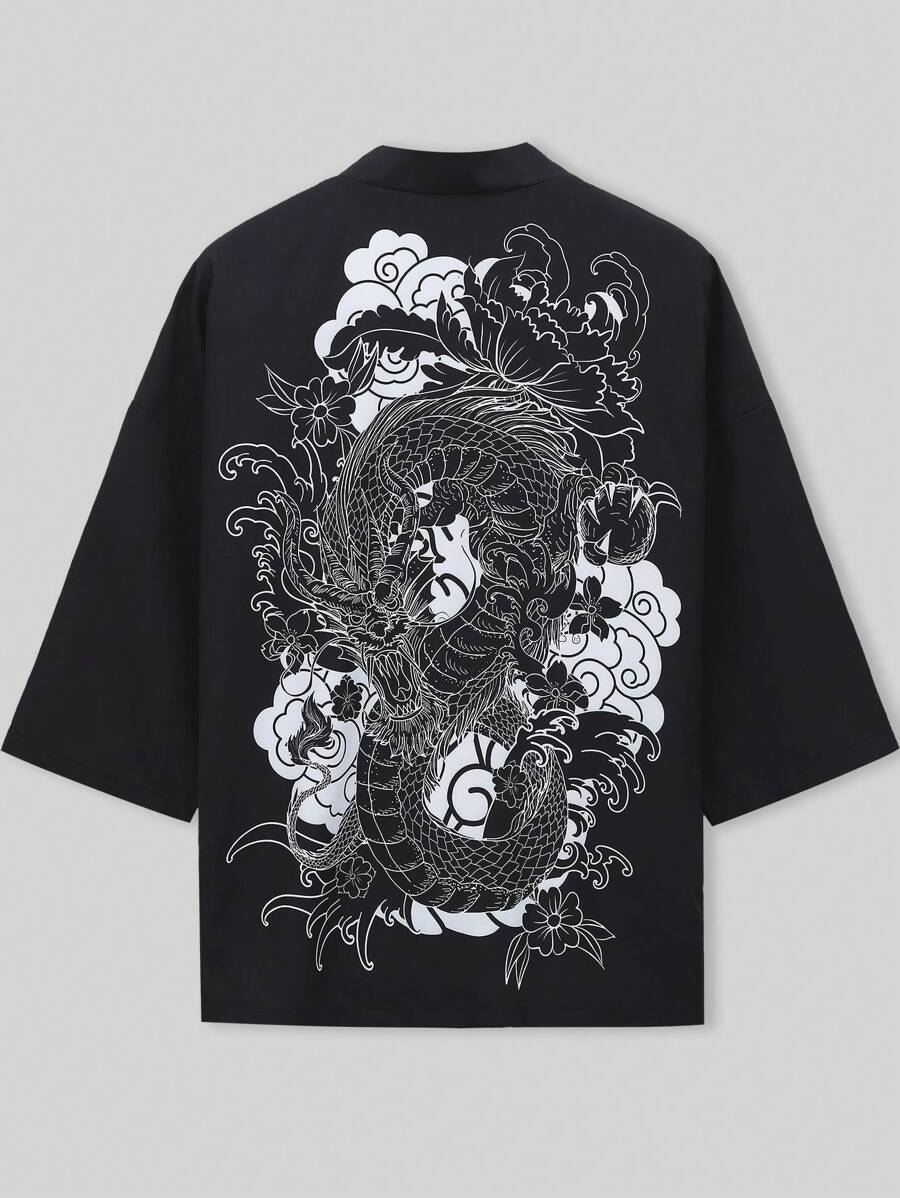 Men's Autumn Ramen Daruma Takoyaki Japanese Style Haori Jacket | SHEIN USA