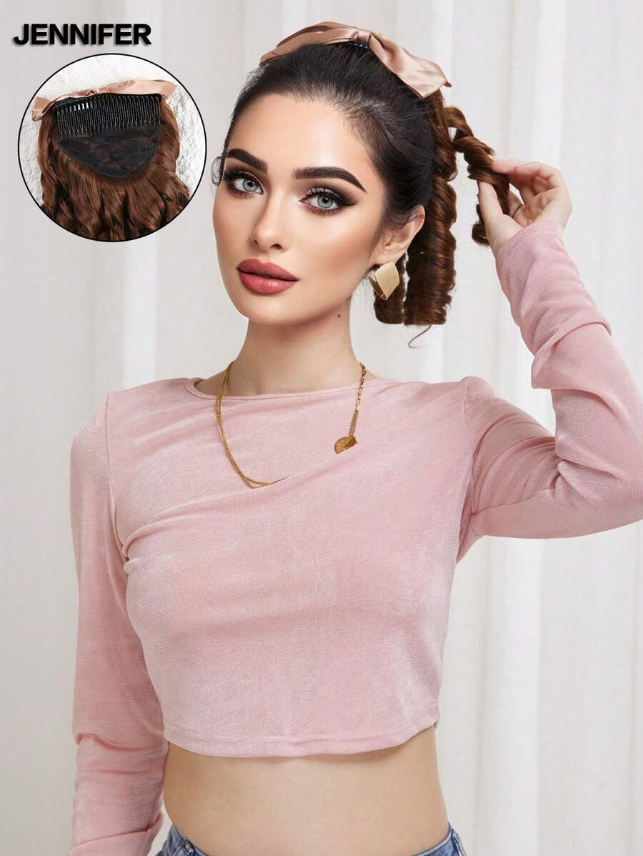 JENNIFER 14 Inch Black (Light Brown) Retro Roman Curly Ponytail ...