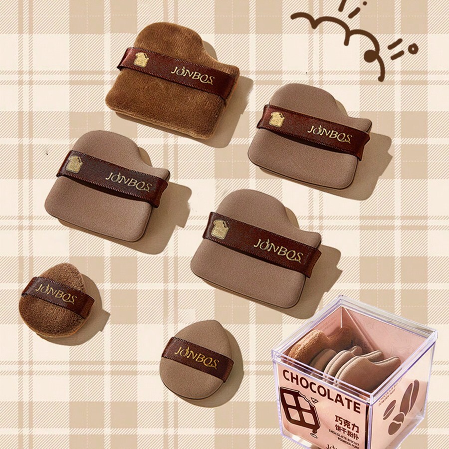 1 Box Of 6 PCs Chocolate Color Quick Makeup Foundation Puff Set ...