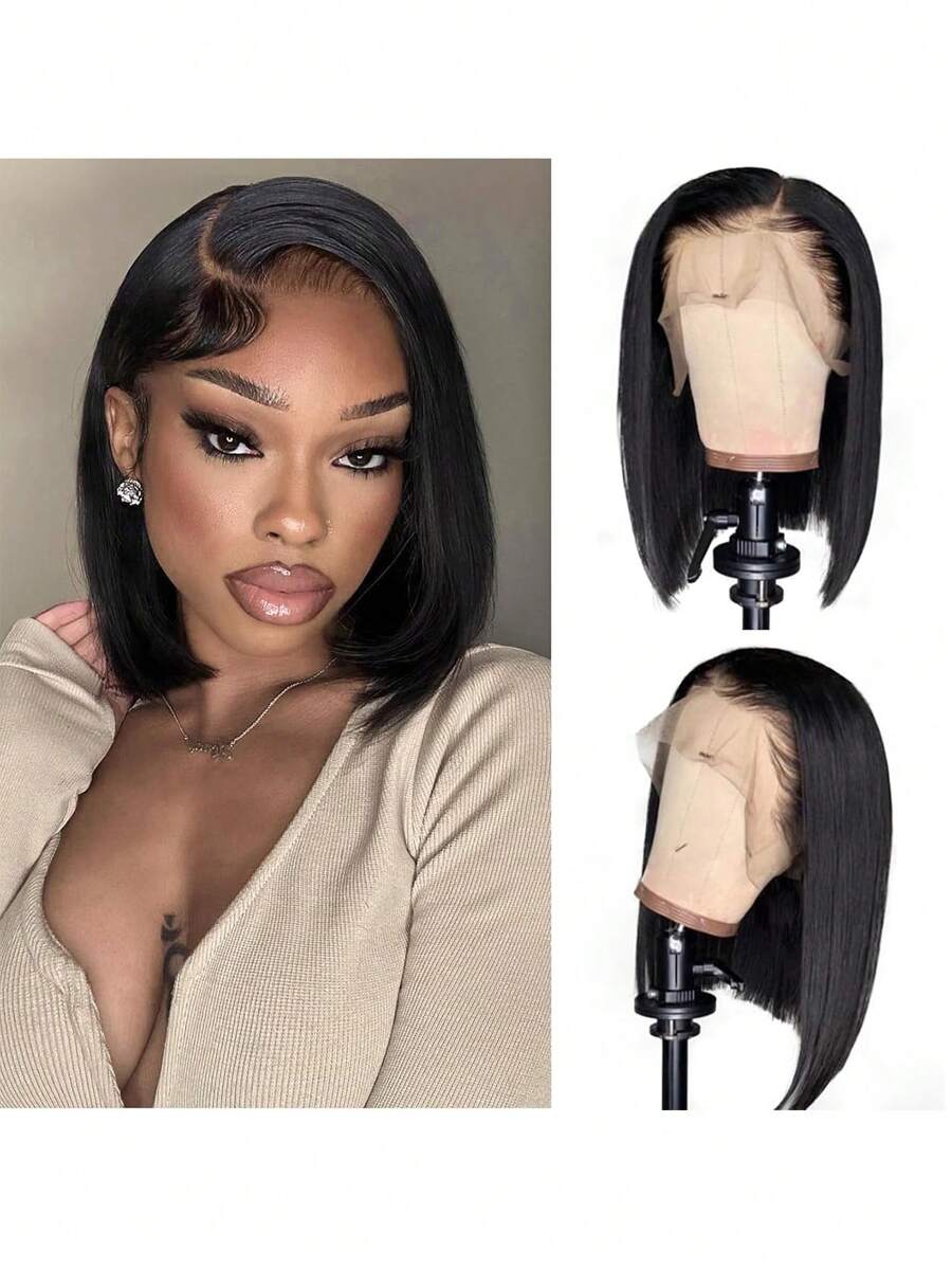 Peruca Bob com desconto de 16 polegadas Cabelo Humano 13x4 Peruca ...