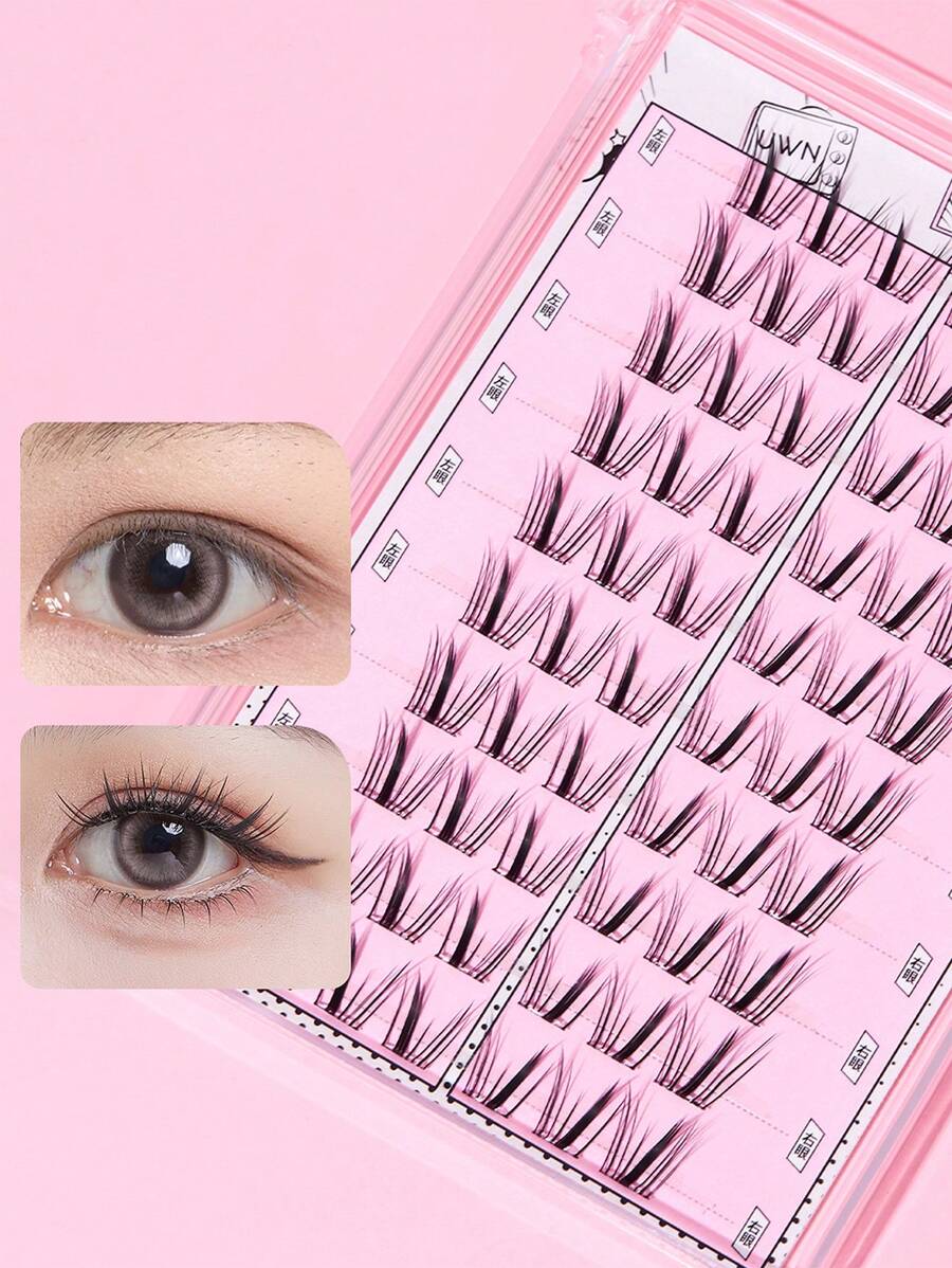 60 Clusters, C Curl, Thick And Curled Segmented Grafting Eyelashes ...