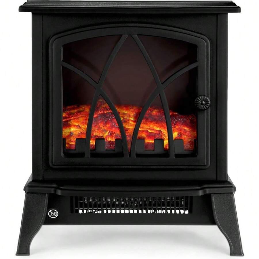 Electric Fireplace Stove Heater, 2000W With Realistic Fire Flame Effect ...
